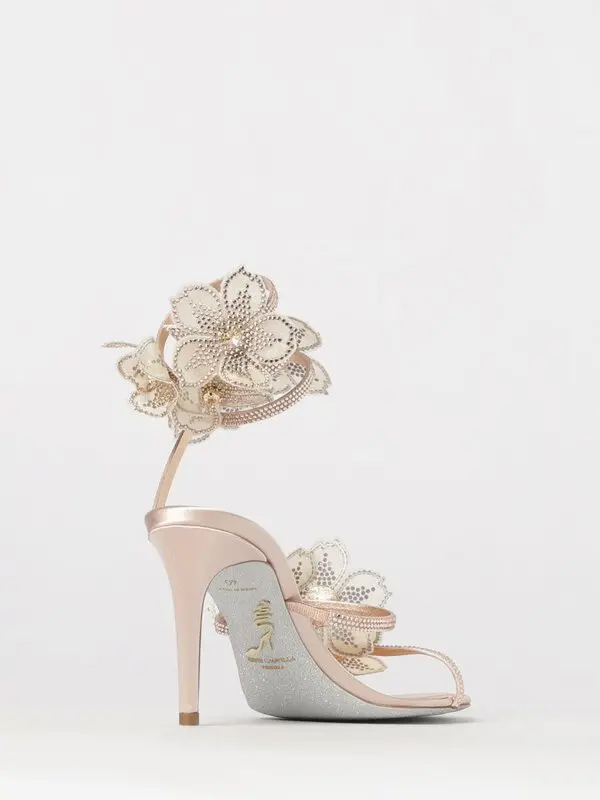 Rene Caovilla Embellished Floral Ankle Strap Heeled Sandals