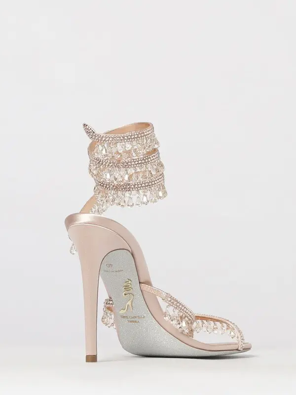 Rene Caovilla Embellished Stiletto Heeled Sandals - Champagne
