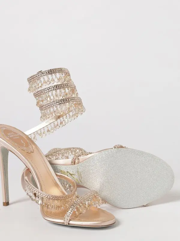 Rene Caovilla Embellished Stiletto Heeled Sandals - Champagne