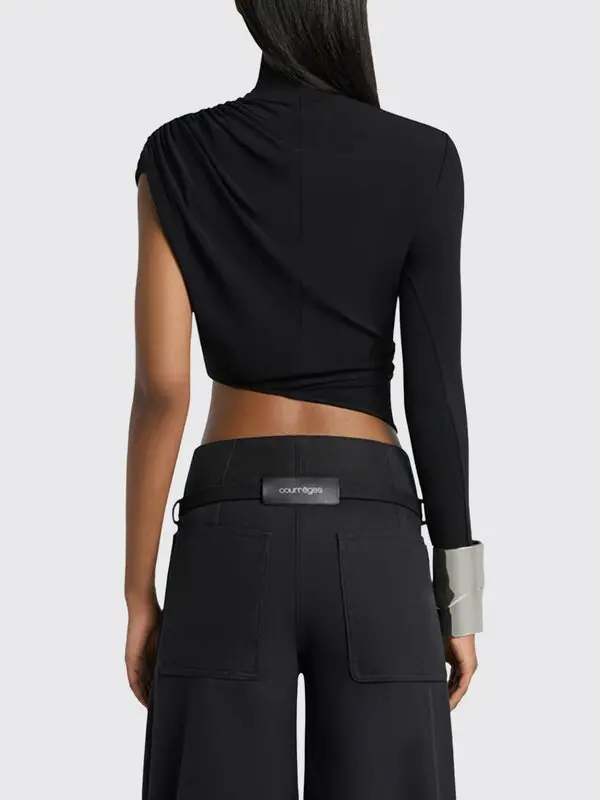 COURREGES Stretch-viscose One-shoulder Turtleneck Crop Top