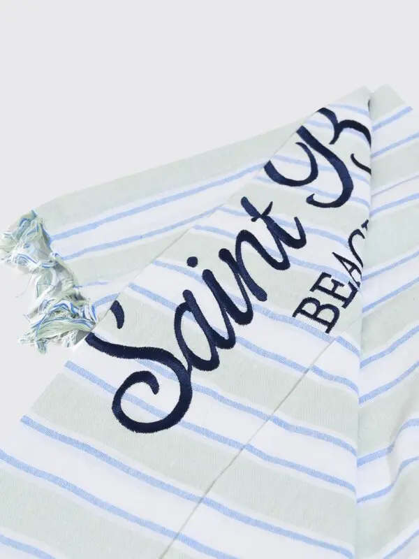 MC2 SAINT BARTH Large Striped Cotton Beach Towel With Fringed Hem