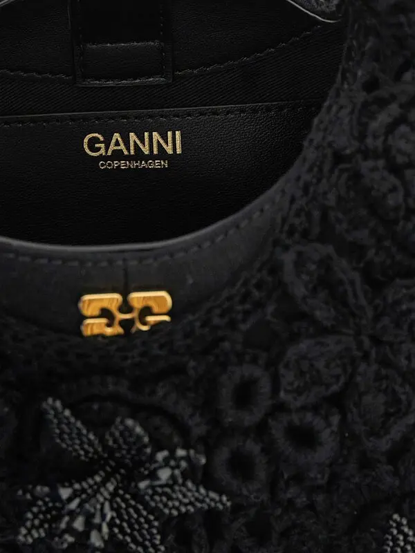 GANNI Crocheted Embellished Handbag