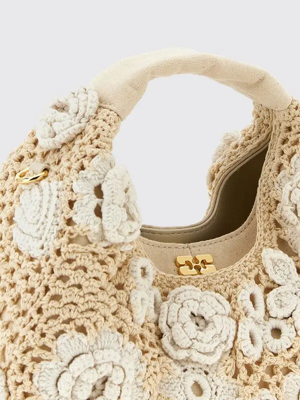 GANNI Crocheted Handbag With Embellishments