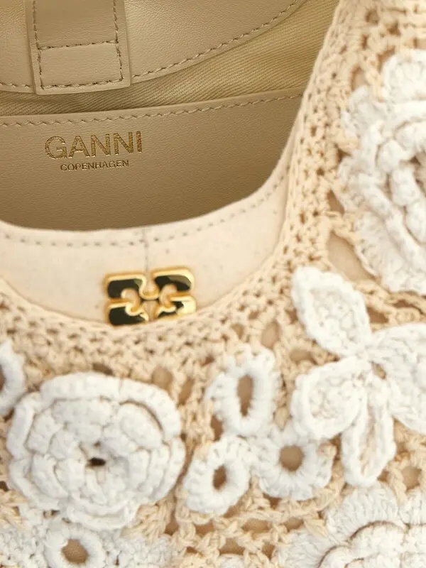GANNI Crocheted Handbag With Embellishments