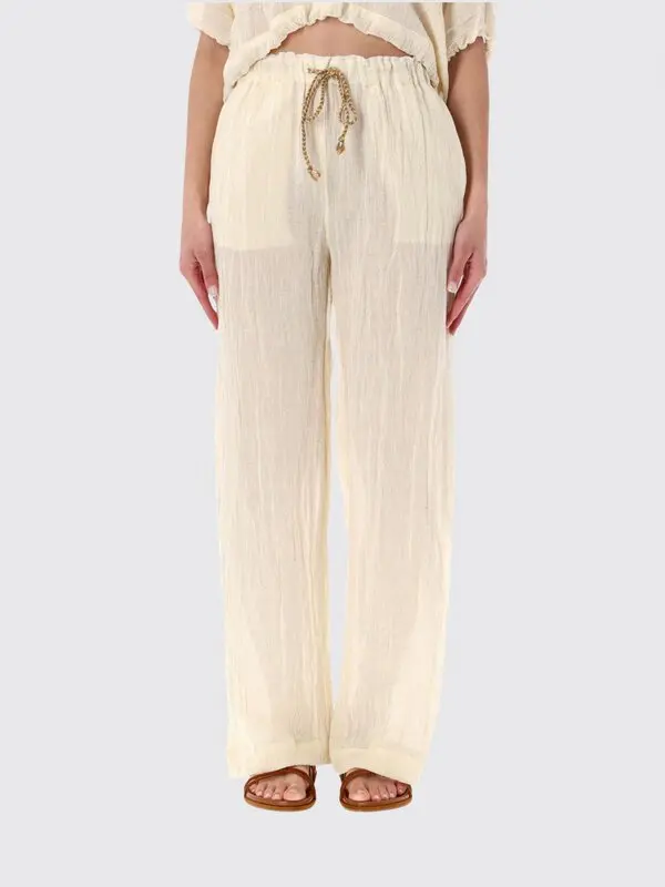 120% Lino Wide Leg Pants - Natural