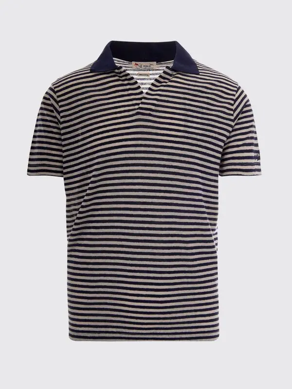 MC2 SAINT BARTH Striped Linen And Cotton Blend V-neck Polo Shirt