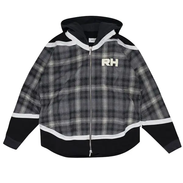 Rhude Hockey Zip Up Hoodie - Grey