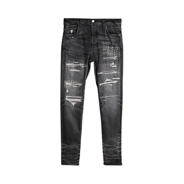 Amiri Boro Repaired Jean 'rain Grey - Blue