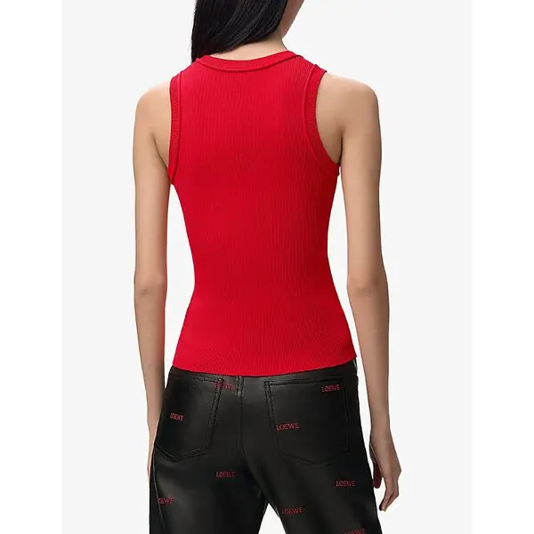 Loewe Anagram Ribbed Stretch-woven Tank Top - Red