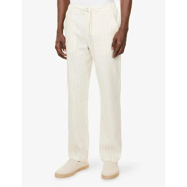 Frescobol Carioca Mendes Pinstripe Linen And Cotton-blend Trousers - Ivory