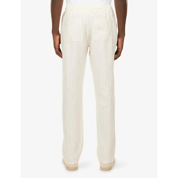 Frescobol Carioca Mendes Pinstripe Linen And Cotton-blend Trousers - Ivory