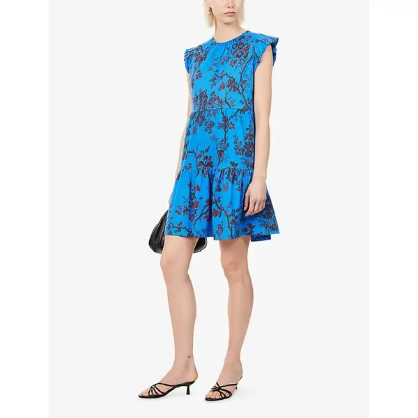 ME+EM Me + Em Printed Tiered Cotton Mini Dress