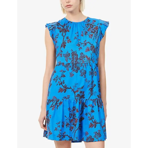 ME+EM Me + Em Printed Tiered Cotton Mini Dress