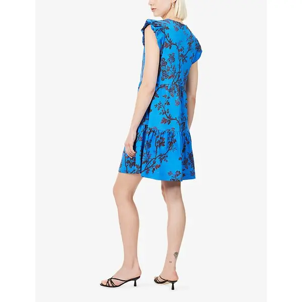 ME+EM Me + Em Printed Tiered Cotton Mini Dress