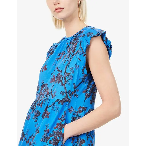 ME+EM Me + Em Printed Tiered Cotton Mini Dress