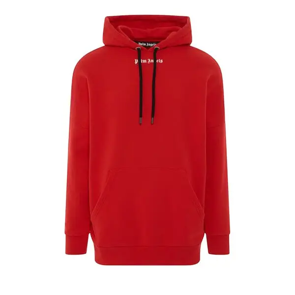 Palm Angels Logo Print Hoodie /black - Red
