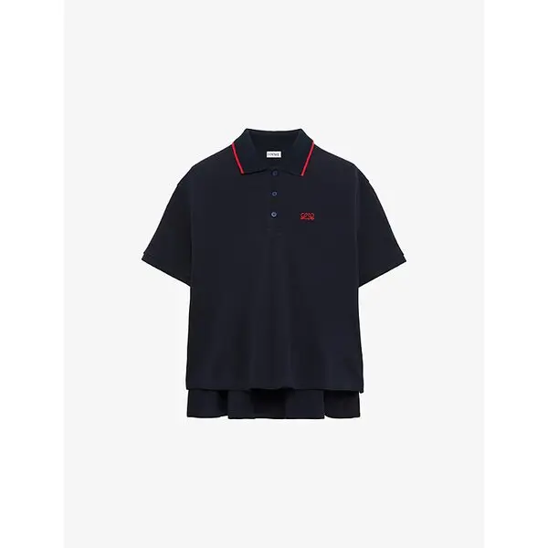 Loewe Trapeze-fit Cotton Piqué Polo T-shirt - Navy Blue