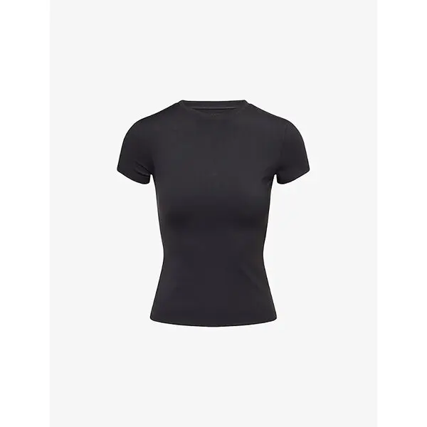 ADANOLA Ultimate Short-sleeved Stretch-woven Top - Black