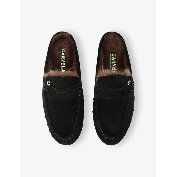 Carvela Faux-fur Trimmed Suede Mules