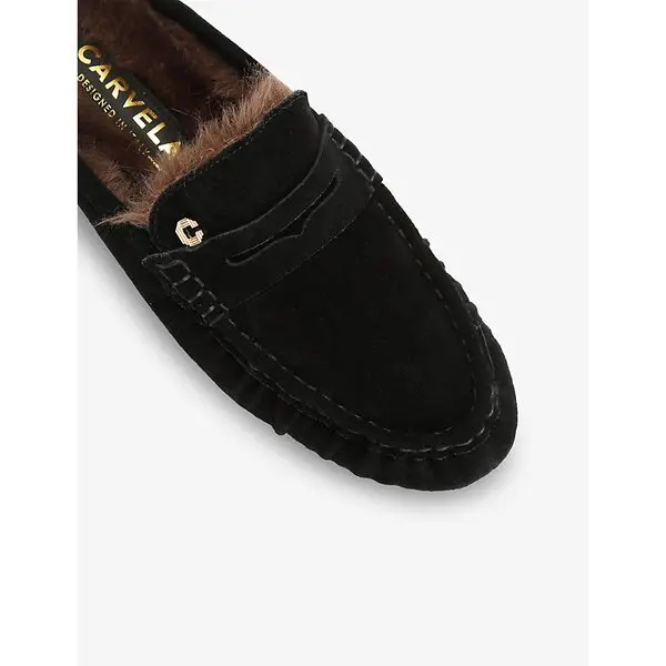 Carvela Faux-fur Trimmed Suede Mules