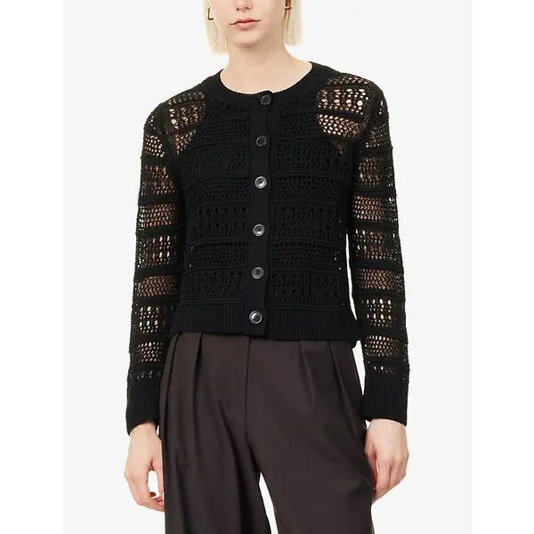 ME+EM Open-stitch Cotton-blend Knit Cardigan