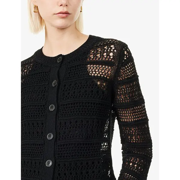 ME+EM Open-stitch Cotton-blend Knit Cardigan