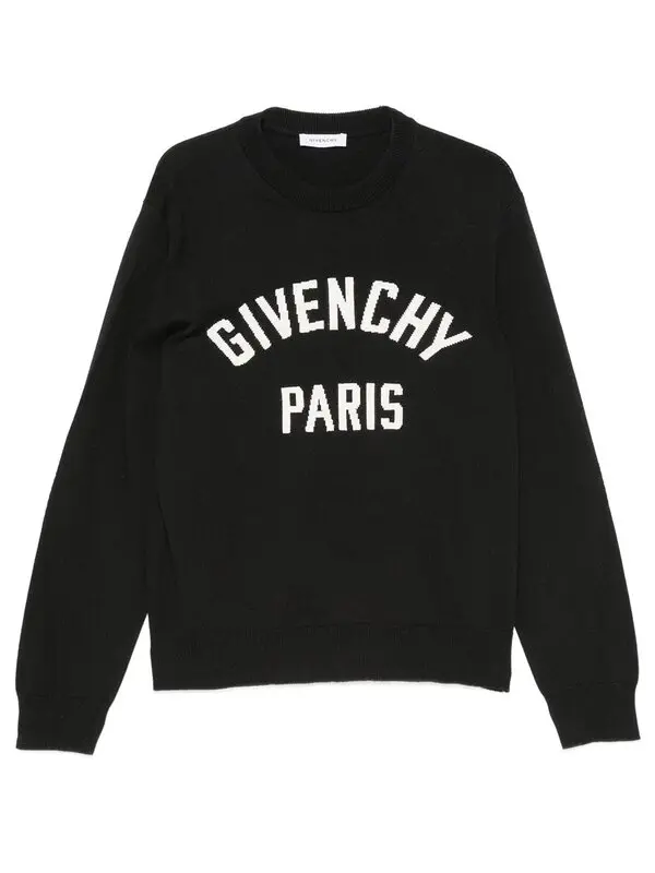 Givenchy Couture Seam Knit Pullover With Paris Detail - Black