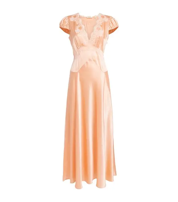 DÔEN Silk-lace Coraline Midi Dress - Pink