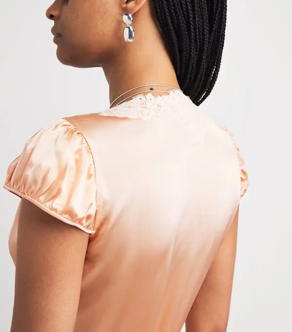 DÔEN Silk Lace Coraline Midi Dress - Pink