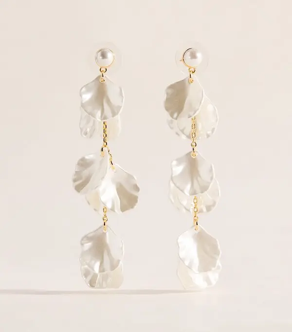 SELF-PORTRAIT Faux Pearl Petal Drop Earrings - White