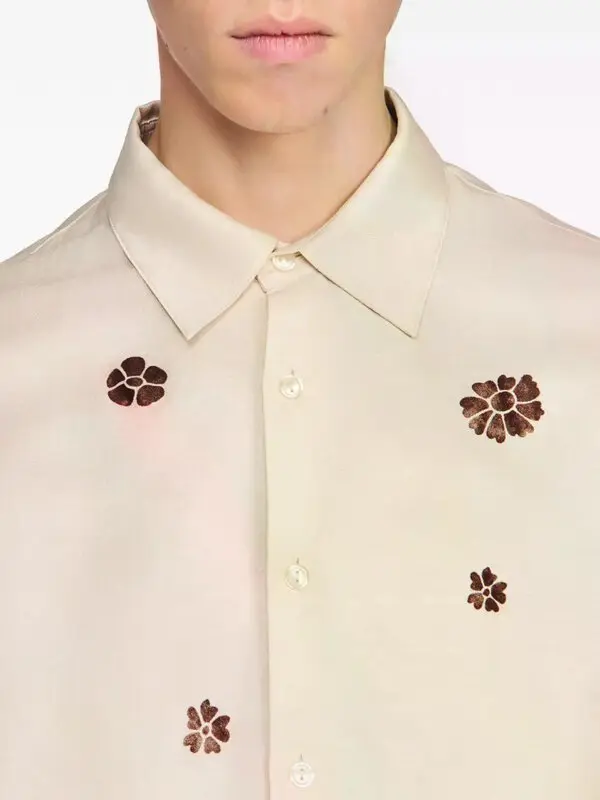 Sandro Flocked Floral-print Shirt