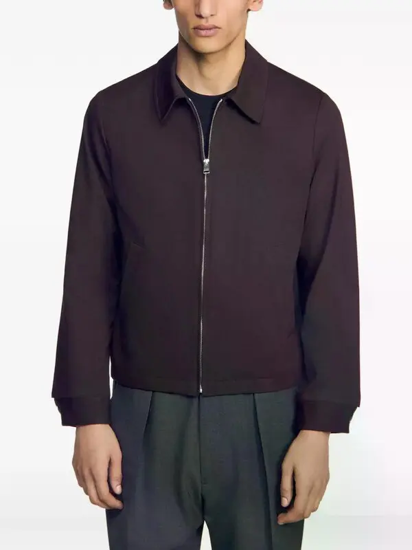 Sandro Zip-up Wing-collar Jacket - Brown