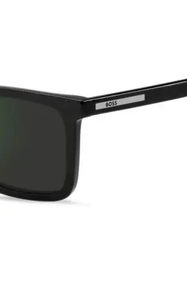 BOSS Rectangular Full Rim Sunglasses With Engraved Logo Plaque