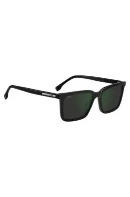 BOSS Rectangular Full Rim Sunglasses With Engraved Logo Plaque