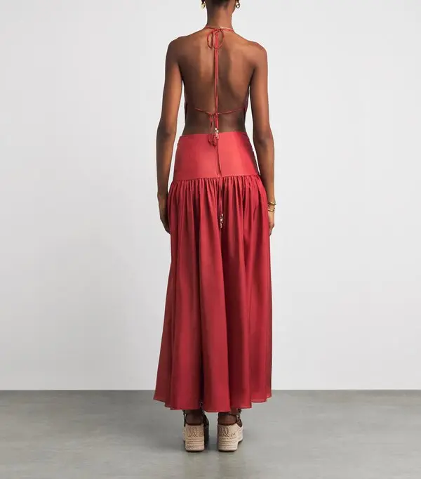 Zimmermann Silk Indra Maxi Dress - Red
