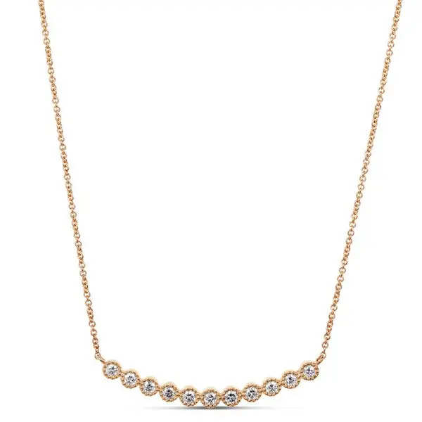 Benbridge Round Diamond Necklace With Milgrain Bezel Settings, 14k Yellow Gold,|pujz - Yg