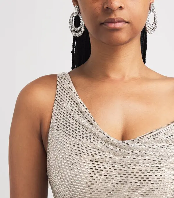 SELF-PORTRAIT Rhinestone Draped Mini Dress