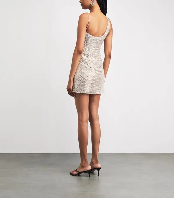 SELF-PORTRAIT Rhinestone Draped Mini Dress