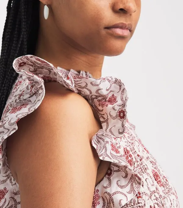 ME+EM Floral Shirred Midi Dress
