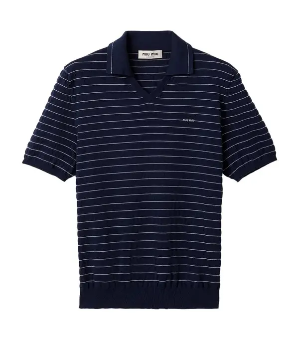 Miu Miu Striped Cotton Polo Sweater