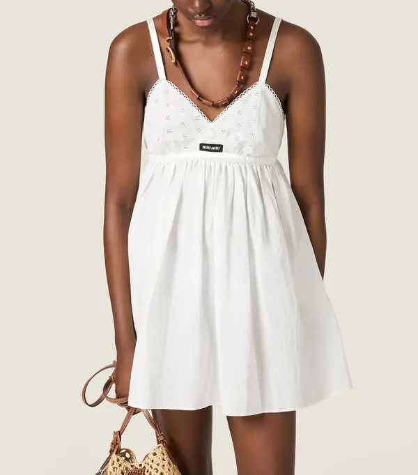 Miu Miu Eyelet-embroidered Mini Dress