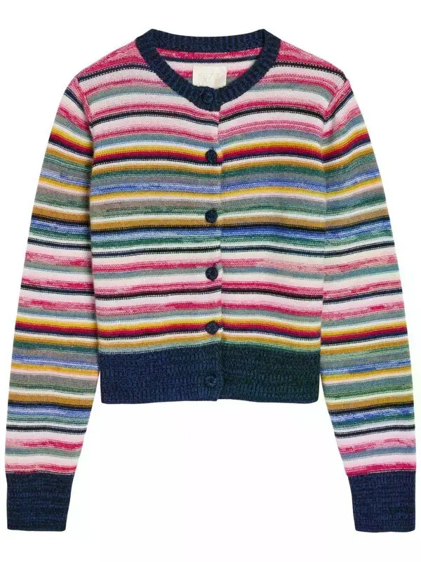 Suzie Kondi Marled Striped Cardigan - Pink
