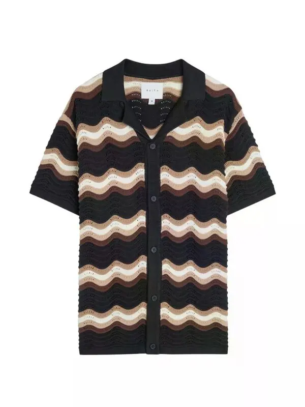 RAITH Primavera Chevron-knit Short-sleeve Polo Shirt - Black