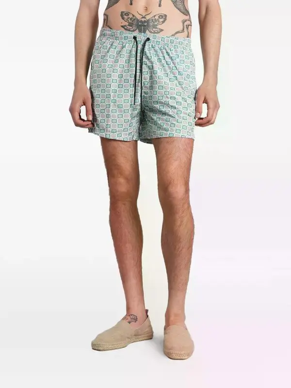 Tagliatore Geometric Print Drawstring Swim Shorts