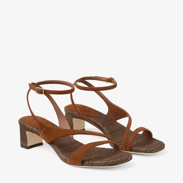 JIMMY CHOO Faye 45 Suede And Raffia Sandals