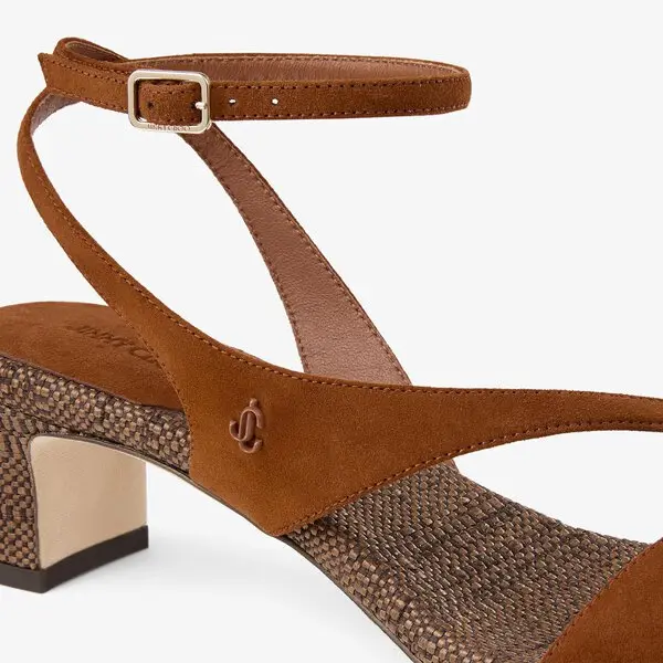 JIMMY CHOO Faye 45 Suede And Raffia Sandals