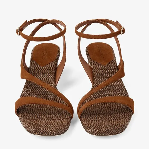 JIMMY CHOO Faye 45 Suede And Raffia Sandals