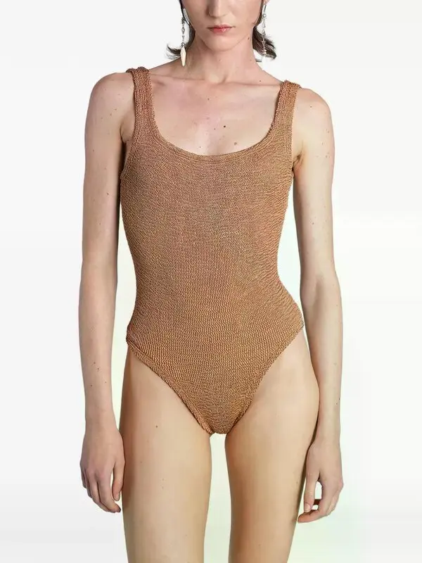 Hunza G Crinkle-effect Swimsuit - Neutrals