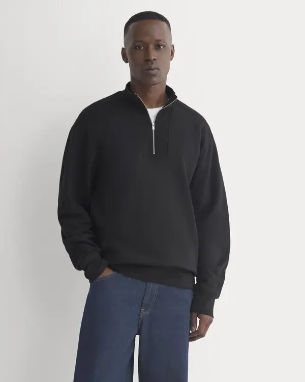 Everlane Lightweight Terry Zip Pullover - Black