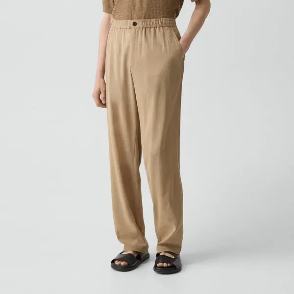 Theory Performance Suiting Straight Drawstring Pant - Fresh Khaki